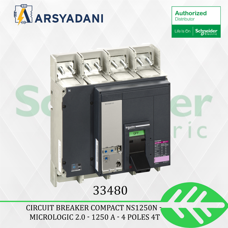 33480 - Circuit breaker Compact NS1250N 4pole 1250A Micrologic 2.0 ...