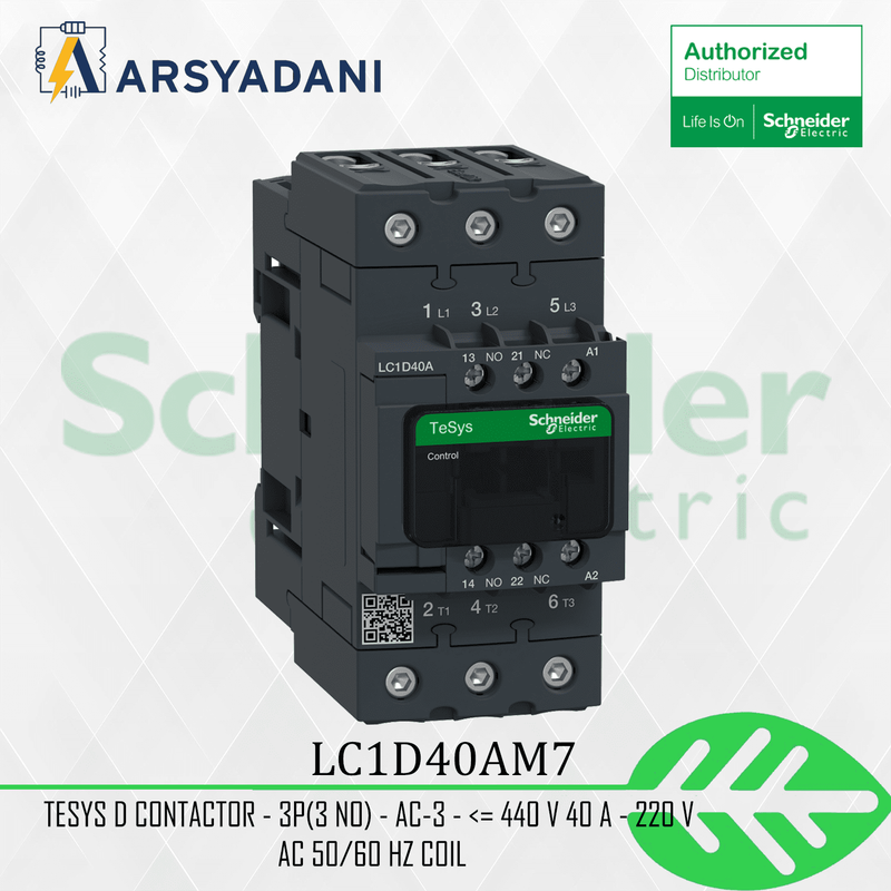 LC1D40AM7 - contactor schneider tesys D 3P AC 440V 40 A 220VAC Coil ...