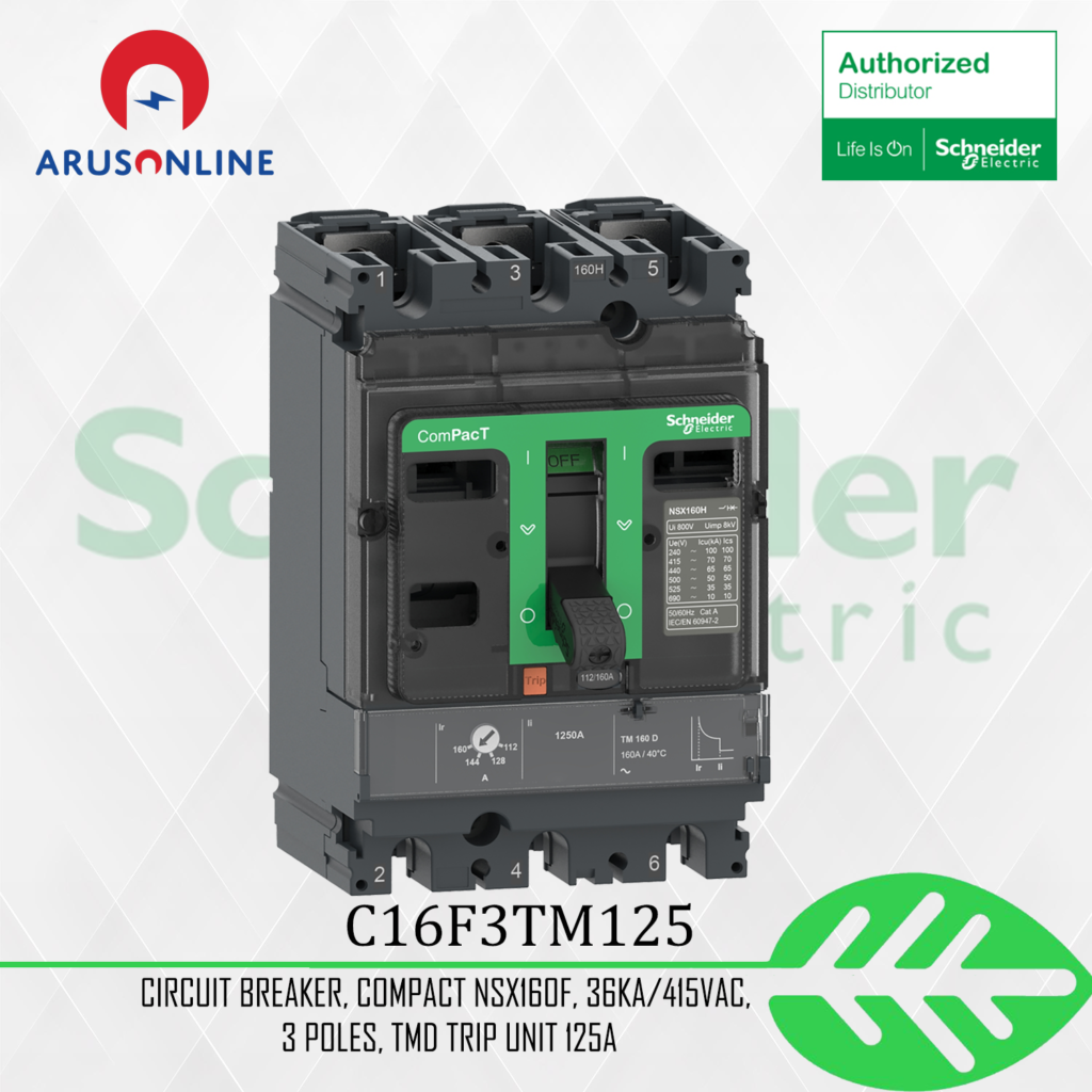 SCHNEIDER - C16F3TM125 - NSX160F 36kA AC 3P3D 125A TMD - Arus Online