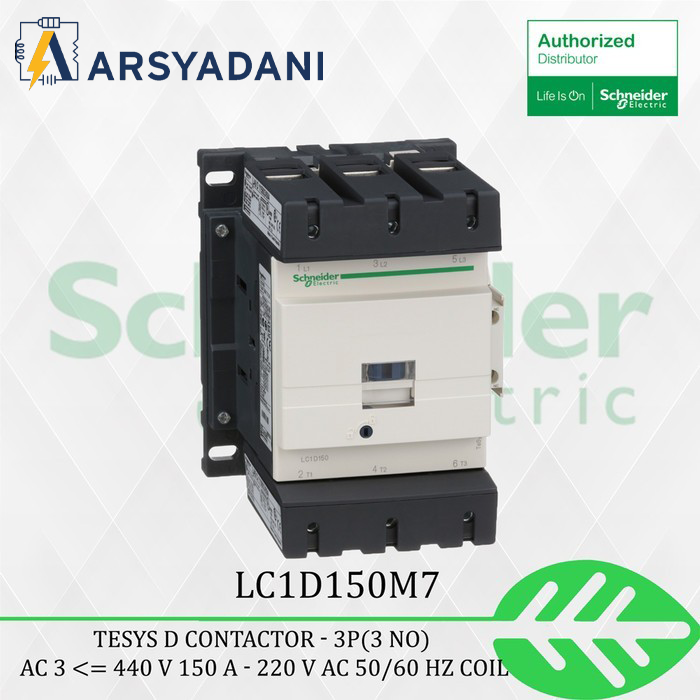 LC1D150M7 - SCHNEIDER CONTACTOR 3P 150A 1NO 1NC AC3 75KW 220VAC - Model ...