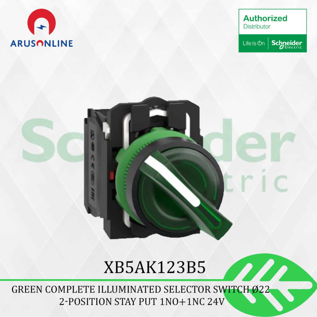 SCHNEIDER - XB5AK123B5 - green complete illuminated selector switch Ø22 ...