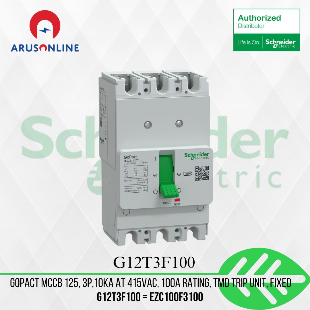 SCHNEIDER - G12T3F100 - GoPact MCCB 125,3P,10kA at 415VAC, 100A rating ...