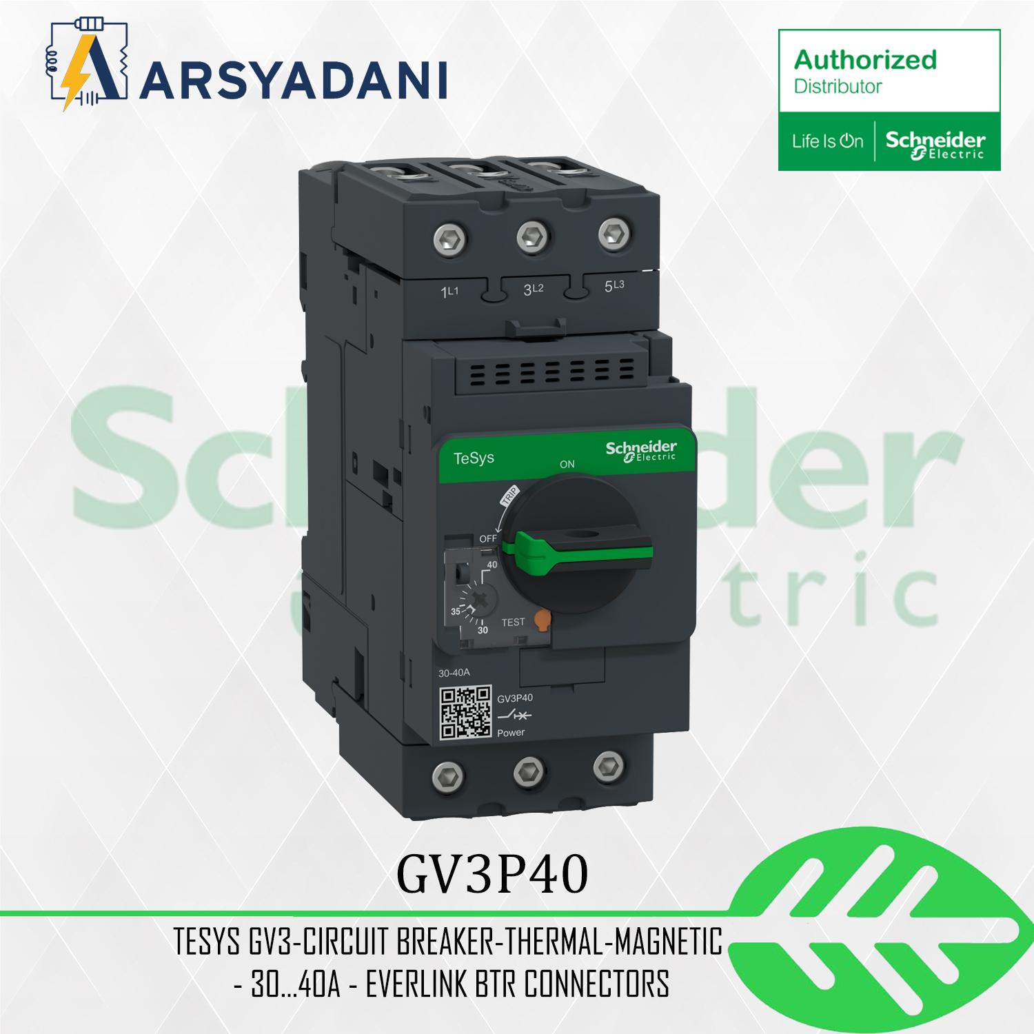 SCHNEIDER - GV3P40 - GV3P Circuit breaker thermal magnetic 30…40A ...