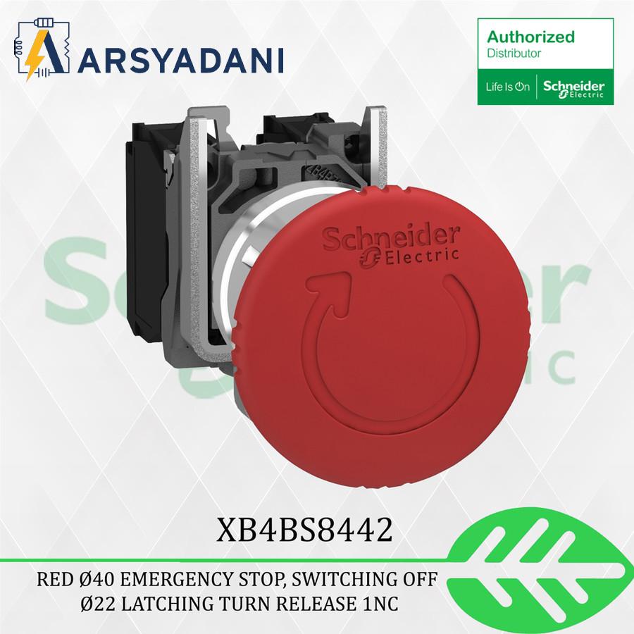 SCHNEIDER - XB4BS8442 - Red Ø40 Emergency stop, switching off Ø22 ...